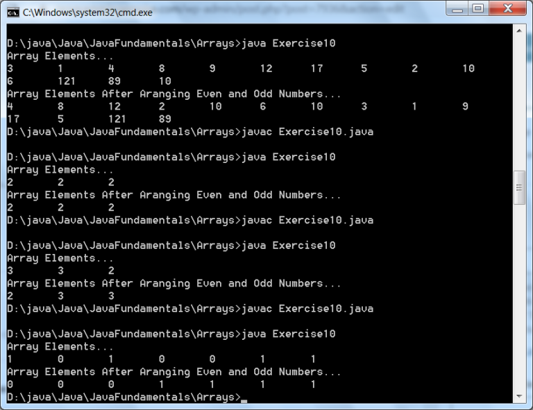 Arrange Even and Odd Numbers in an Array in Java - Programmingempire