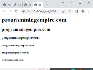 Example of Headings in HTML - Programmingempire