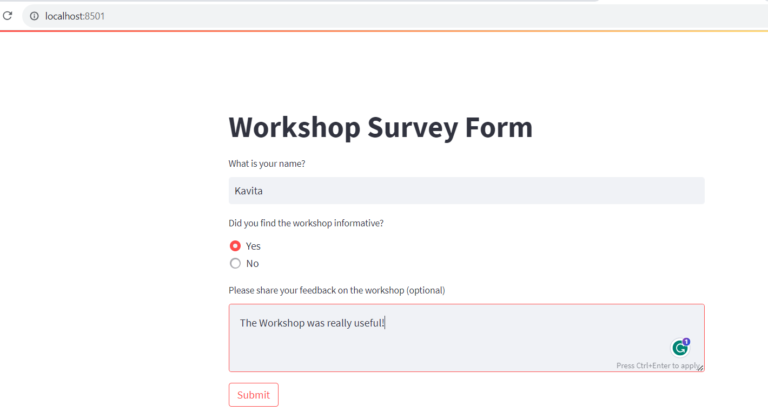 How to Create a Survey Form for a Workshop Using StreamLit ...