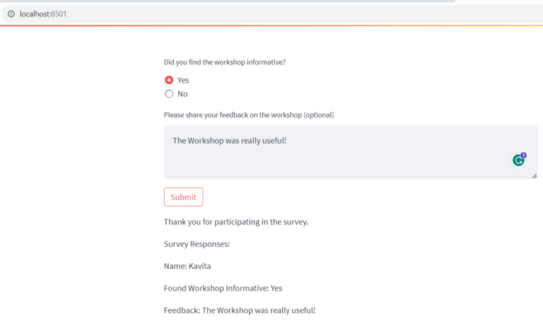 How To Create A Survey Form For A Workshop Using Streamlit Programmingempire
